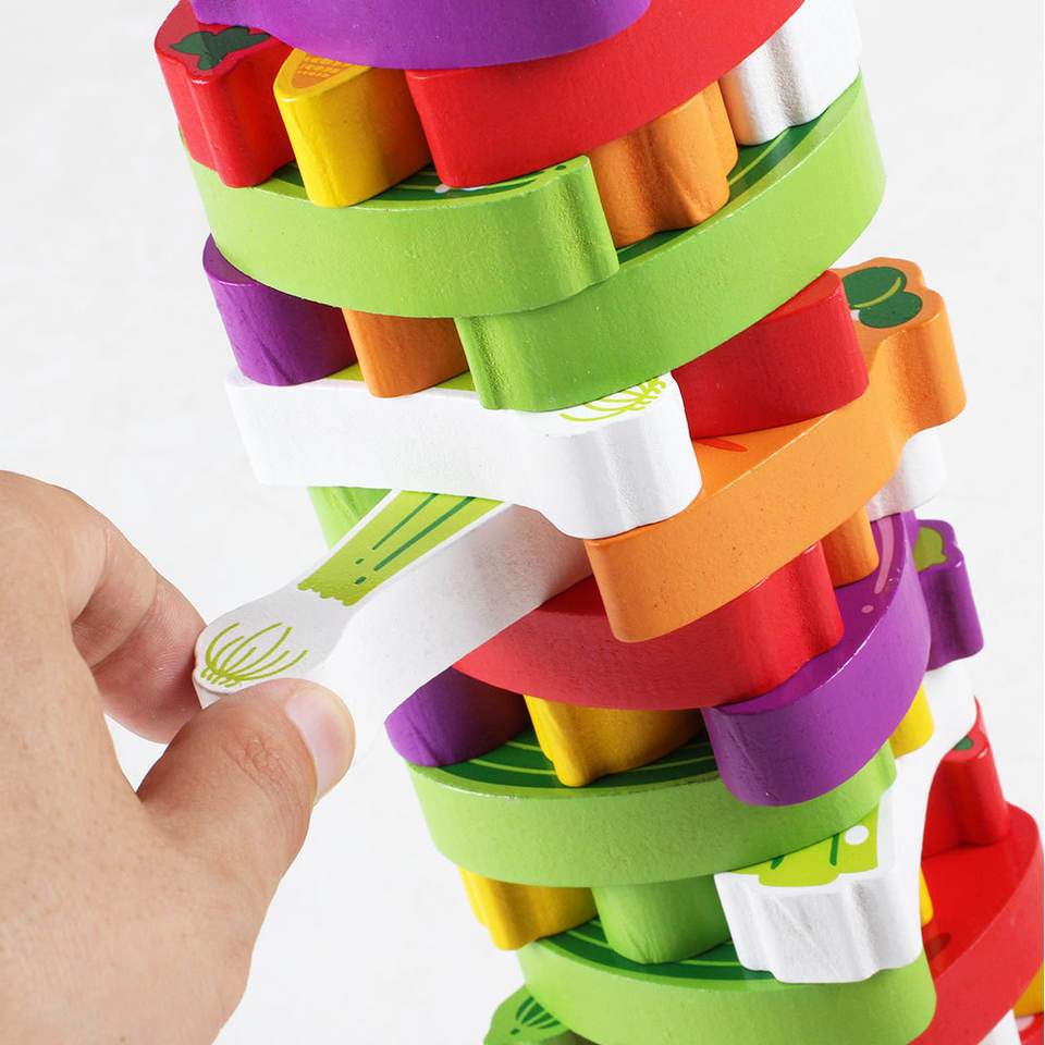 Wooden Custom Fruits Stacking Column Building Blocks Color Early ...
