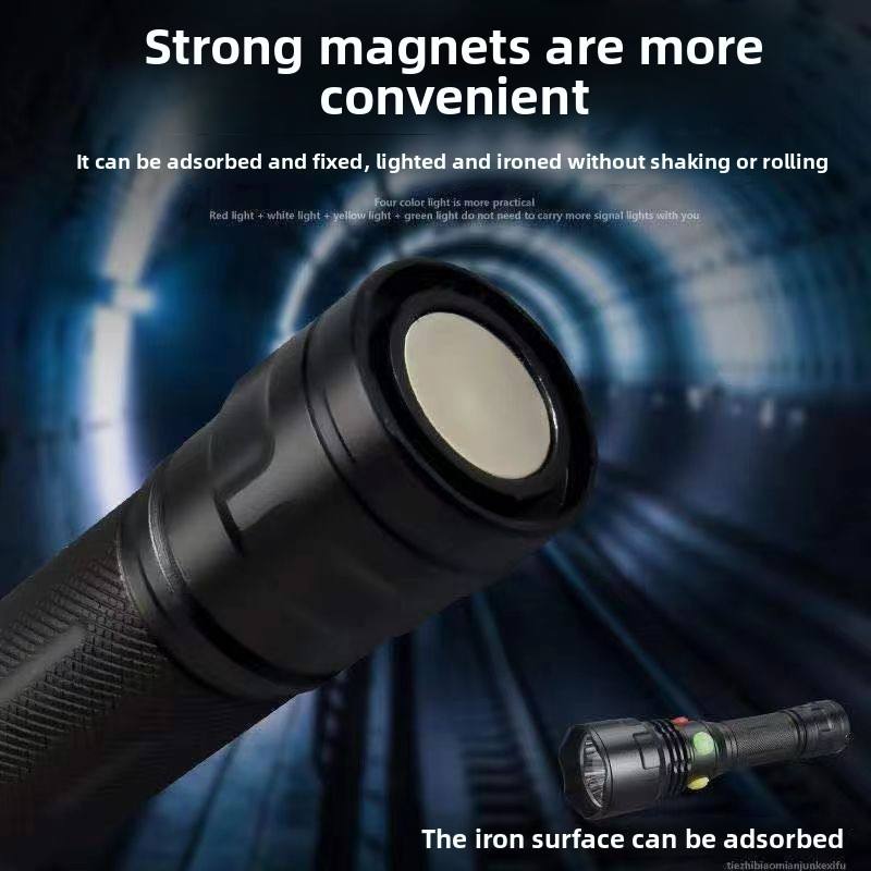 Ultra-Bright Rechargeable Four-Color Rescue Distress Signal Flashlight ...