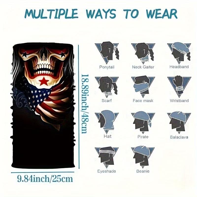 Halloween Skull Pattern Face Mask Neck Gaiter Shield Scarf Elastic ...