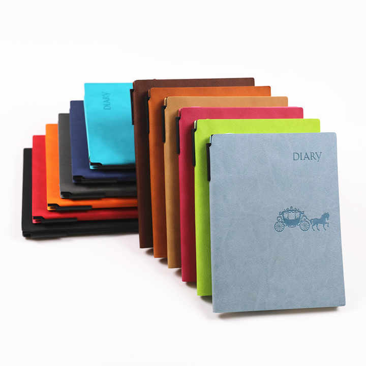 2023 Custom Top Seller A5 B5 A4 Black Faux Leather Cover Notebook