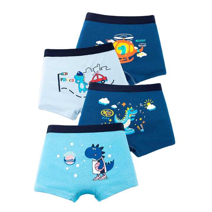 Wholesale 4 Pcs Cartoon Pattern Cotton Children's Underwear Boxer ...
