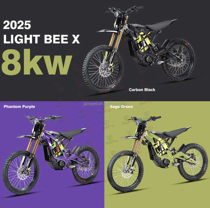 8000w Light Bee X 2025 Surron Green Electric Dirt Bikes for Adults 60v ...