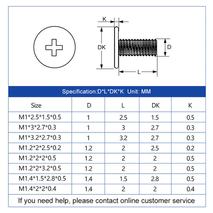 304 Stainless Steel Cross Groove Phillips Flat Head Screw