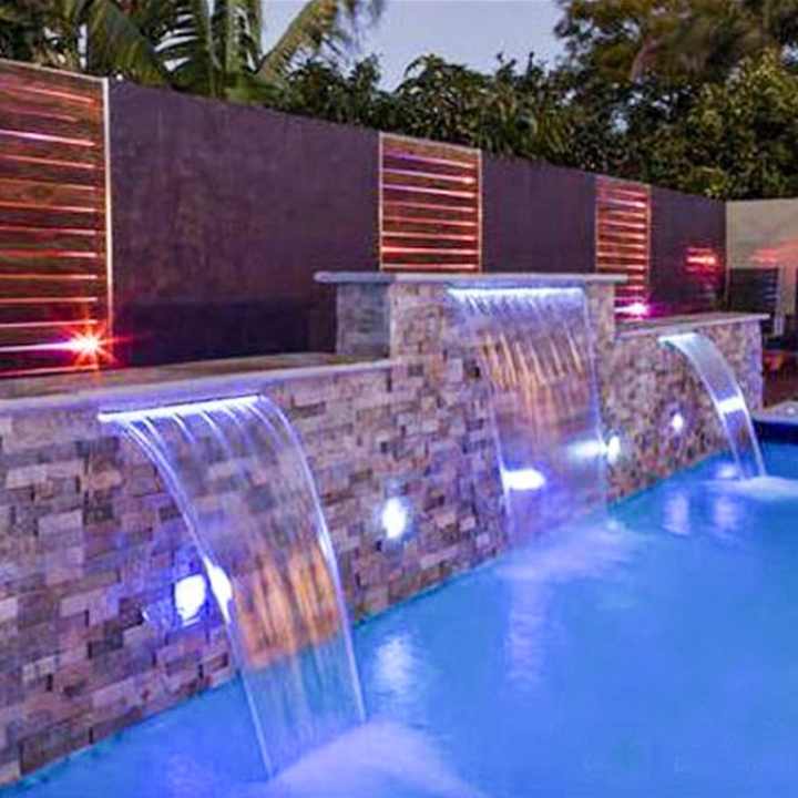 Acrylic Pool Sheer Descent with LED Lights - Colorful & Stylish