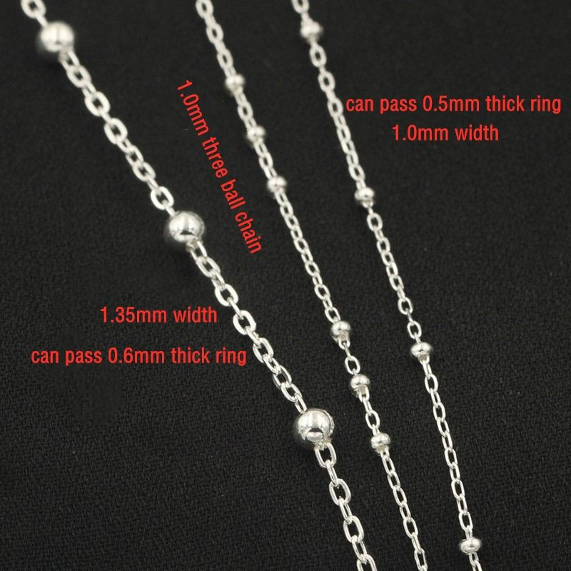 Genuine 925 Sterling Silver Ball Chains Footage Fashion DIY Jewelry ...