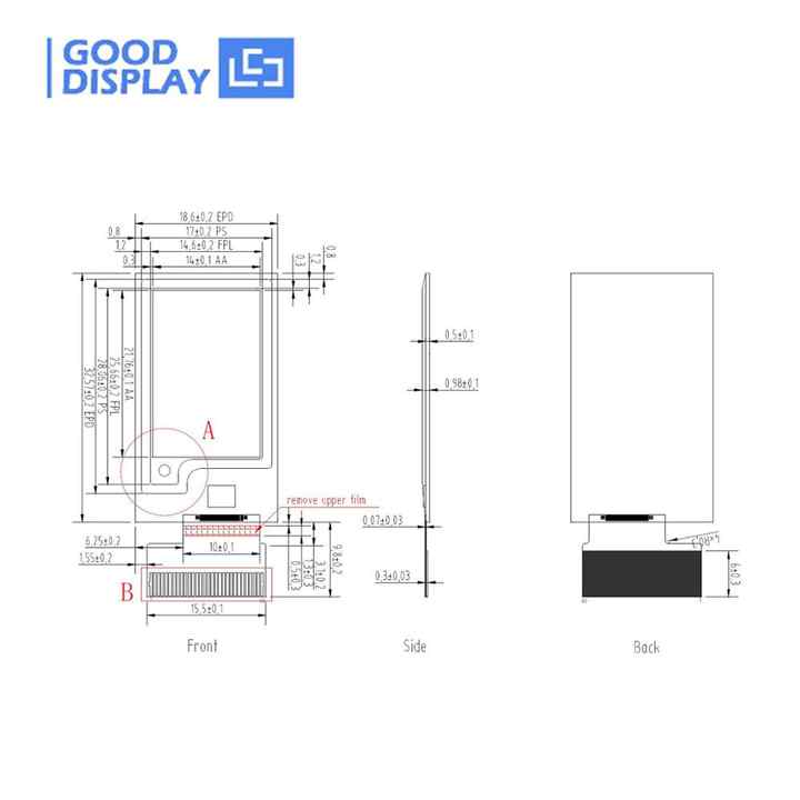 GoodDisplay 1.02 Inch E-Ink Display Panel, Large E Ink Screen, ODM