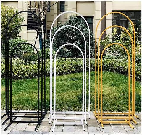 Gold Rectangle Metal Arch Wedding Backdrop Iron Frame, White Flower ...