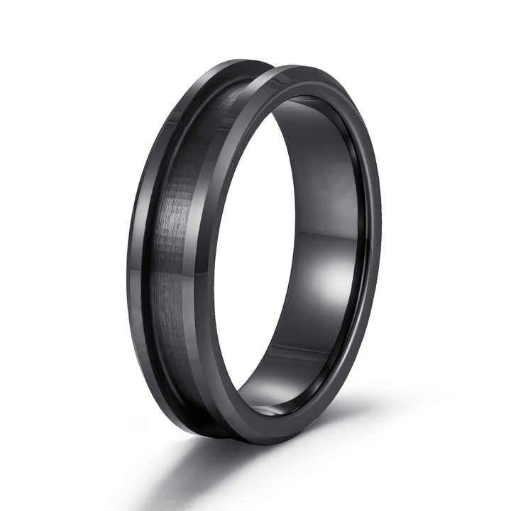6MM Beveled Edge Center 3mm Groove Black Ceramic Blank Ring for Inlay ...