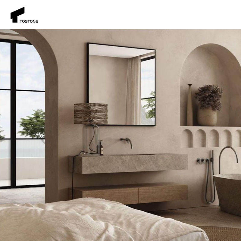 Tostone Modern Natural Taj Mahal Quartzite Wall Mounted Sink for ...