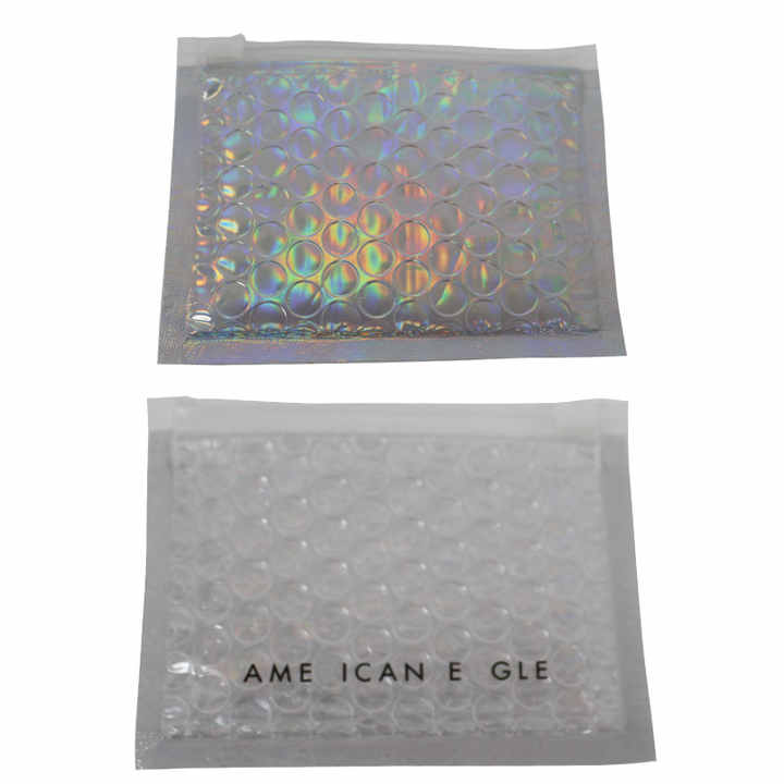 Custom Holographic Zipper Bubble Bag Waterproof Clear Transparent ...