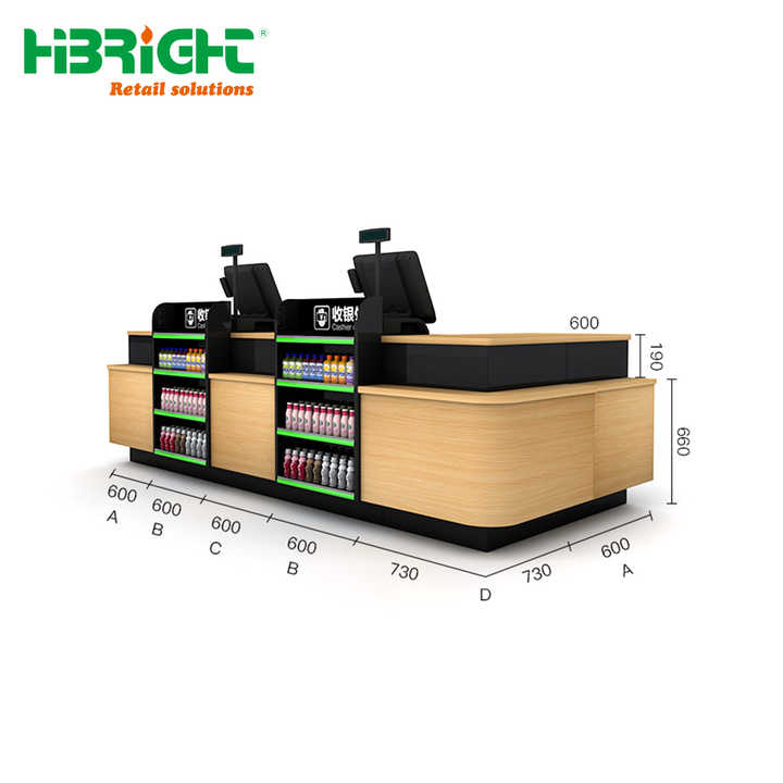2-Tier Small Wooden Checkout Counter for Convenience Store ...
