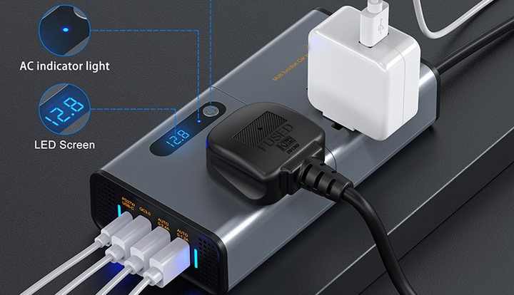 Car Ac Adapter Usb Charger 200w Car Power Inverter Dc 12v to 110v Ac ...