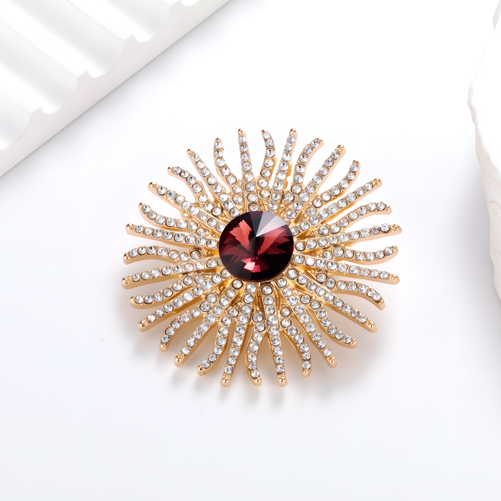 Fashionable Rhinestone Sunflower Brooch for Women Crystal Brooch Alloy ...