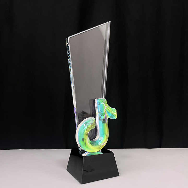 2025 New Design Rainbow Tik Tok Music Note Crystal Glass Awards Plaque ...