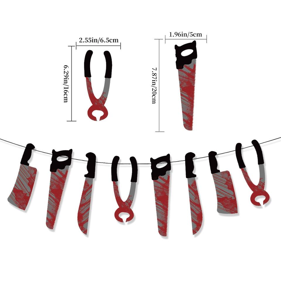 Halloween Party Decorations Horror Banner Bloody Knife Garland Grim ...