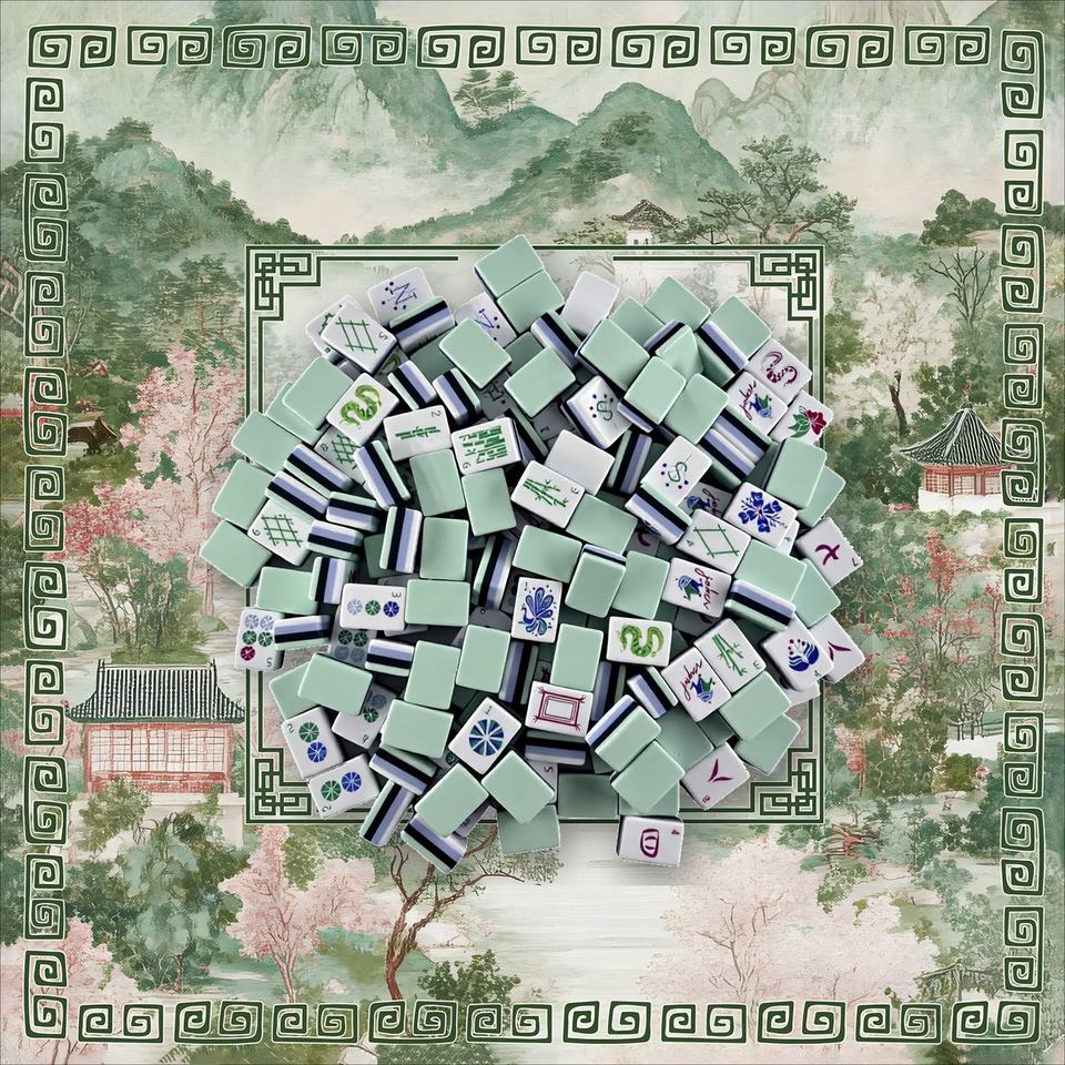 4-Layer Professional Mahjong Tiles American Set 160-Tile Pale Blue ...