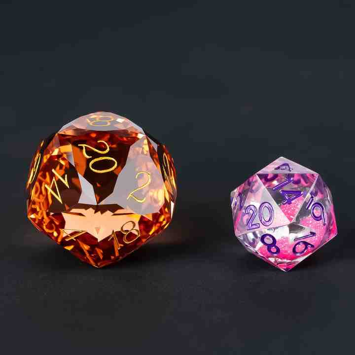 30mm D20 Polyhedral Glass Dice (Brick Veneer) Orange with Custom Logo ...