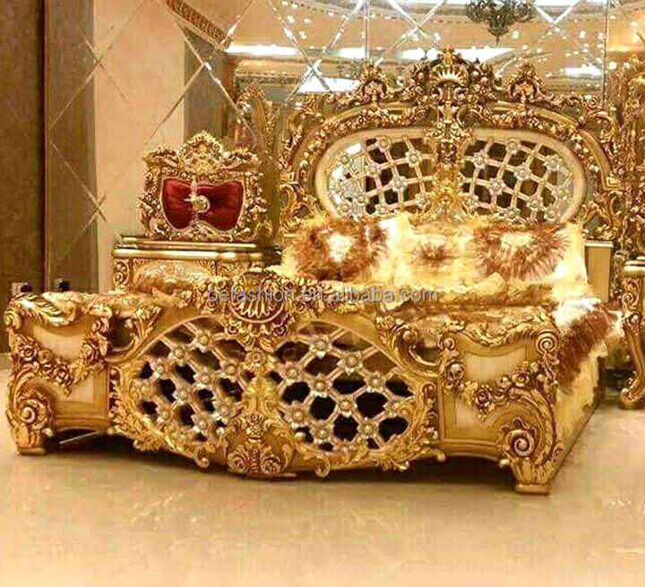 Custom Luxury Solid Wood Carved Bed for Home, 1.8M Double King Wedding ...
