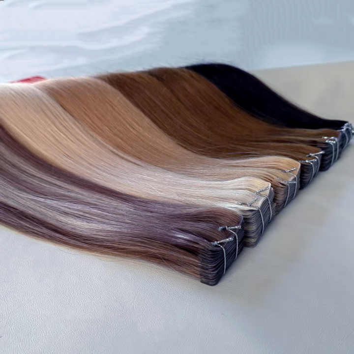 100% European Double Drawn Remy Extensions Mix Color Injected Tape Hair ...