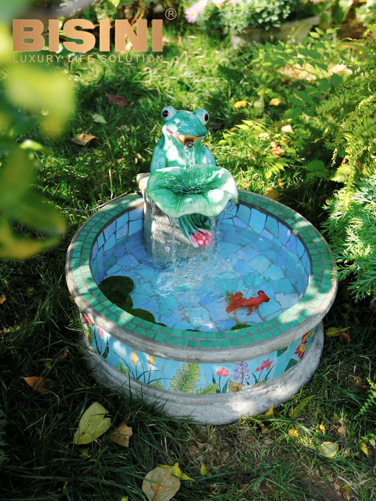 Frog Water Fountain - Bronze Resin Stone Outdoor Decor