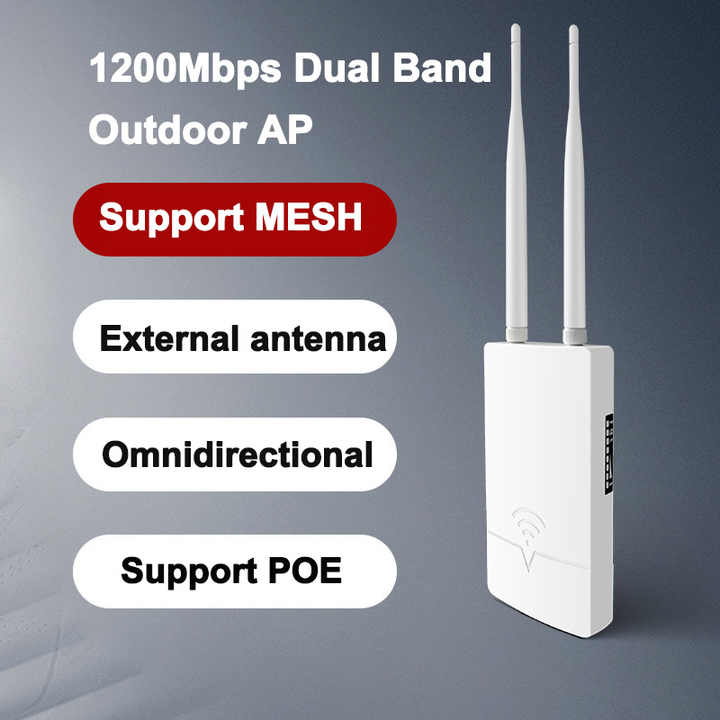 Outdoor AP Support Mesh Wireless WiFi Dual-Band High Power 1200M Omni ...