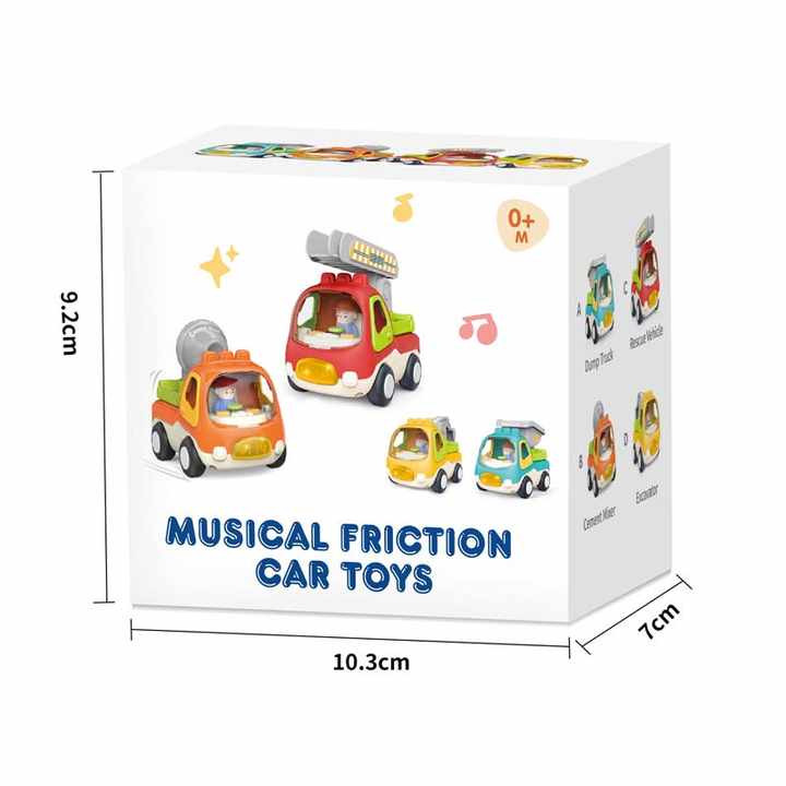 Friction Powered Push and Go Inertia Cars Toy Musical Construction ...
