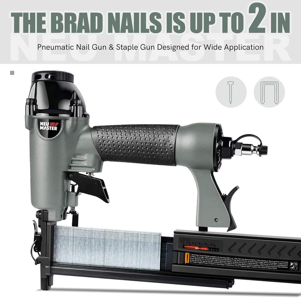 NEU Master 2-in-1 Pneumatic Nail Gun - 18 Gauge Brad Nails