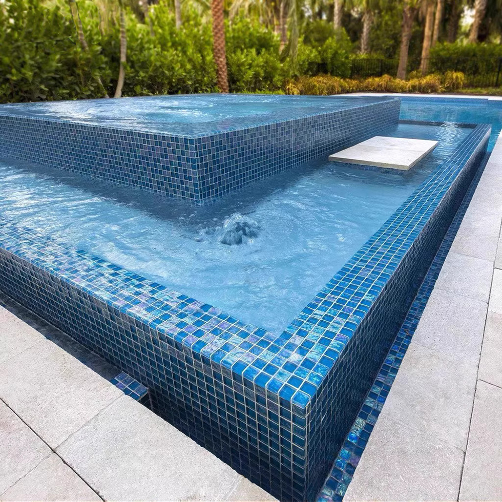 Iridescent Glass Mosaic Tiles - Durable & Elegant Pool Decor