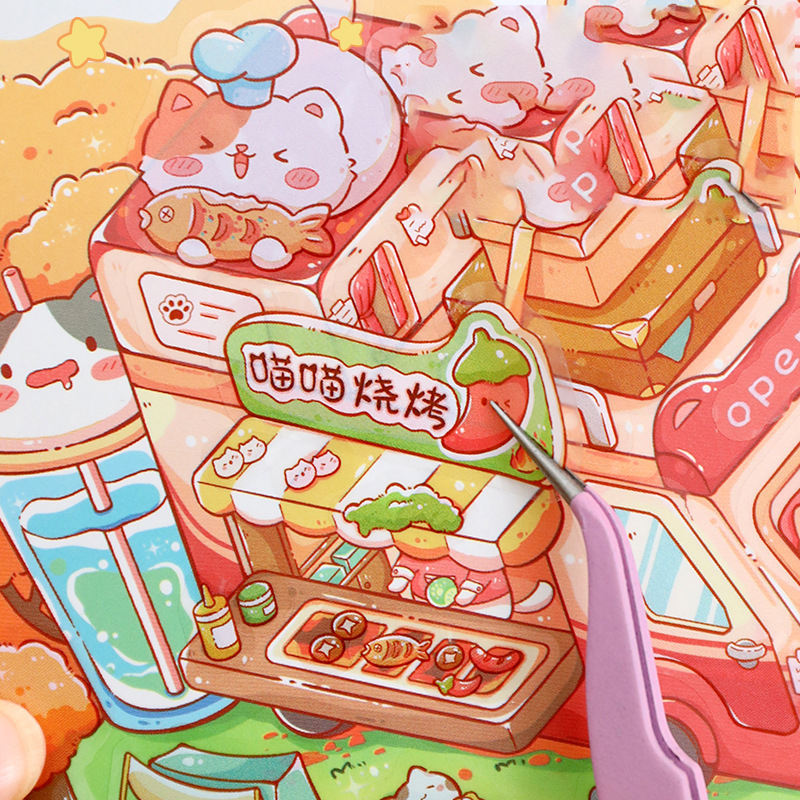 Decompress Kawaii Stationery 3D Miniature Scene Cute Room DIY Stickers ...