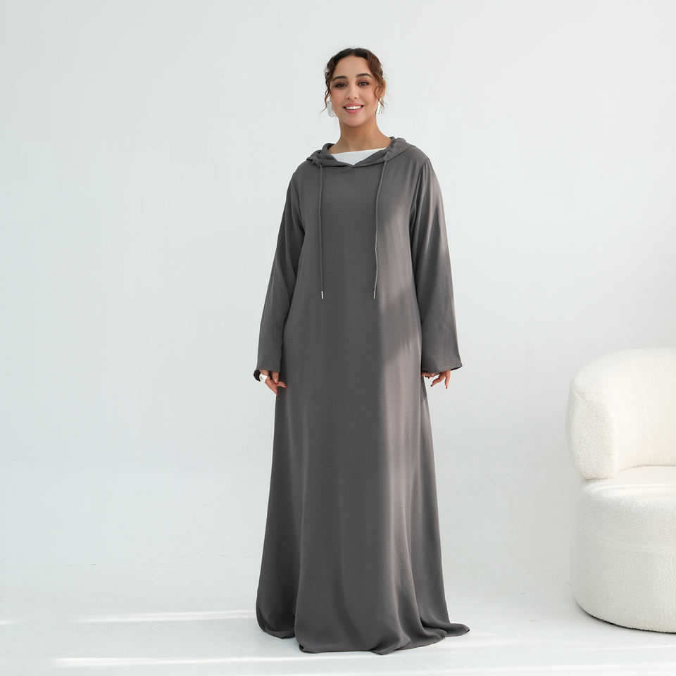 Loriya Casual Islamic Abaya for Women Breathable Full Length Hoodie ...