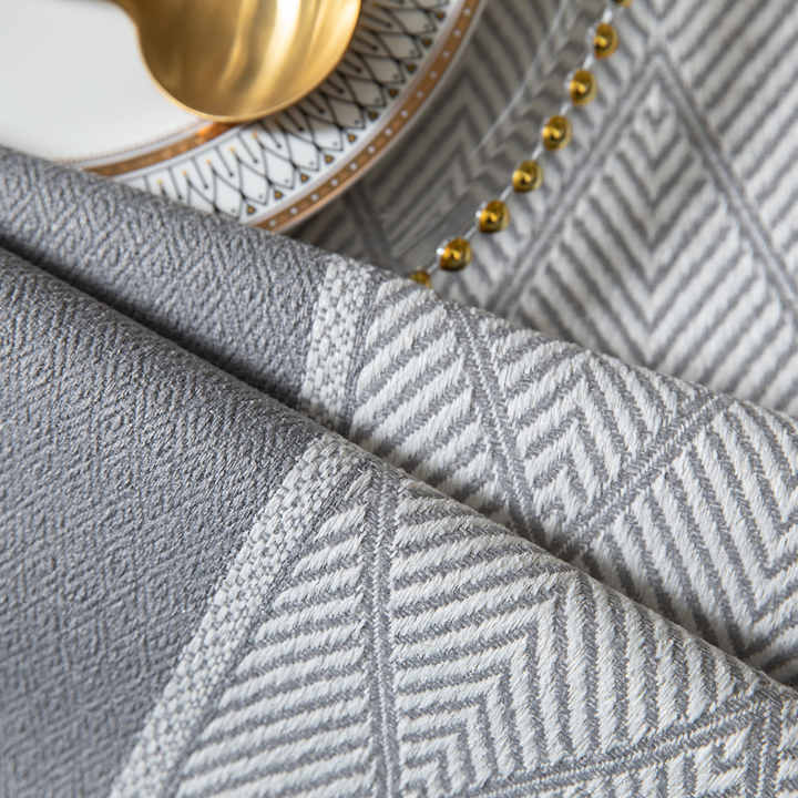 High Quality Rectangle Cotton and Linen Tablecloth Elegant Light Grey ...