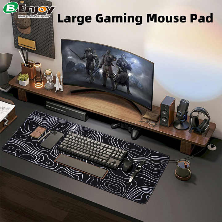 Large XXL Extended Rubber Gaming Desk Mat Mouse Pad Dark Geographic ...