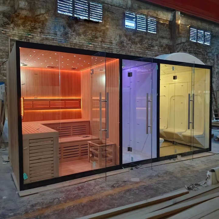 Luxury Outdoor Sauna Steam 6 Person Far Infrared Halotherapy