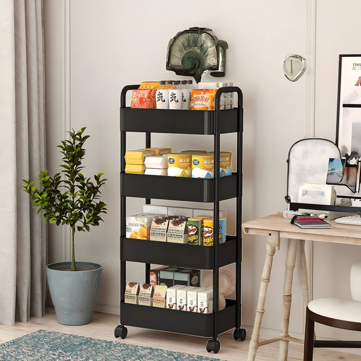 Customizable 4-Layer Plastic Storage Trolley Multi-Functional Organizer ...