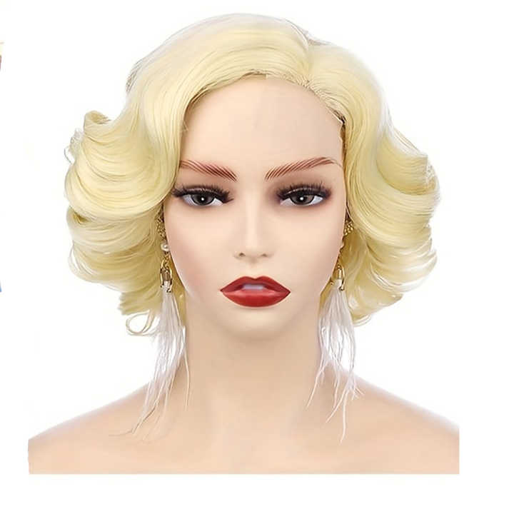 8-inch Big Wave Fluffy Ladies' Short Curly Wig Multicolor 4*1 Lace ...