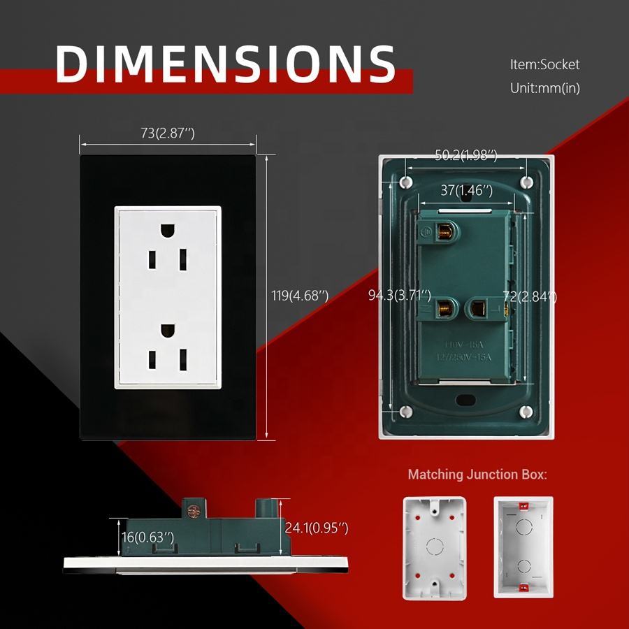 118T Series High Quality Socket and Switch Acrylic Plate Black ...