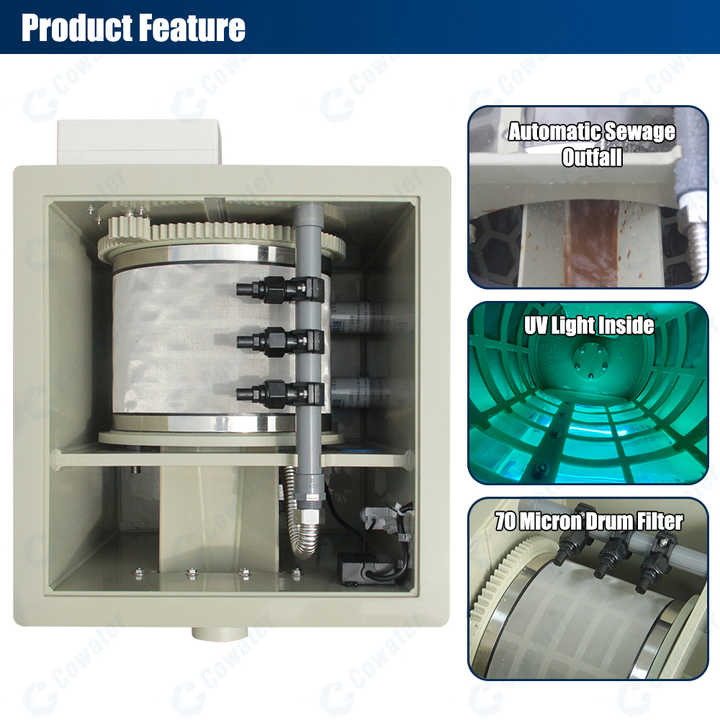 Cowater 1320 Gallon Per Hour 5 T/hr Small Rotary Drum Filter with UV ...