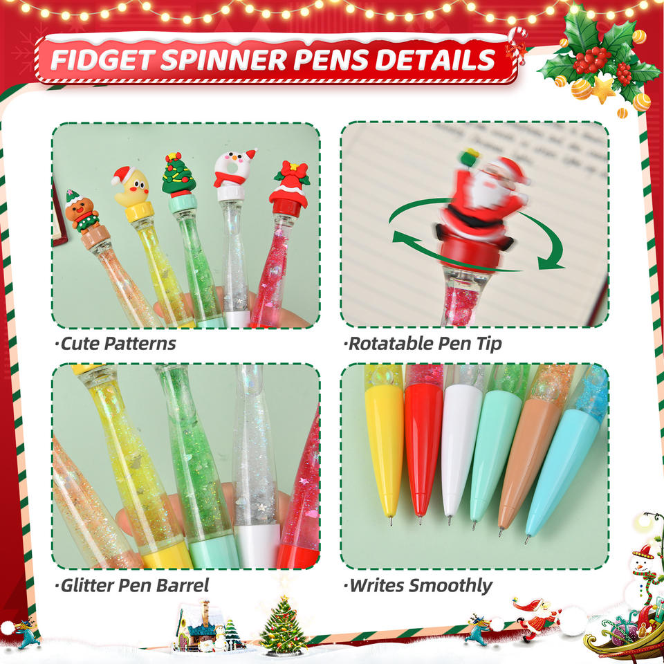 Creative Christmas-themed Stress-relief Spinning Gel Pen Quicksand ...
