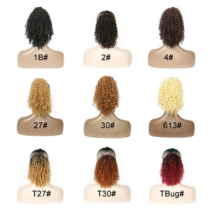 10 Inch Afro Kinky Short Curly Hair Extensions Soft Bun Clip-in ...