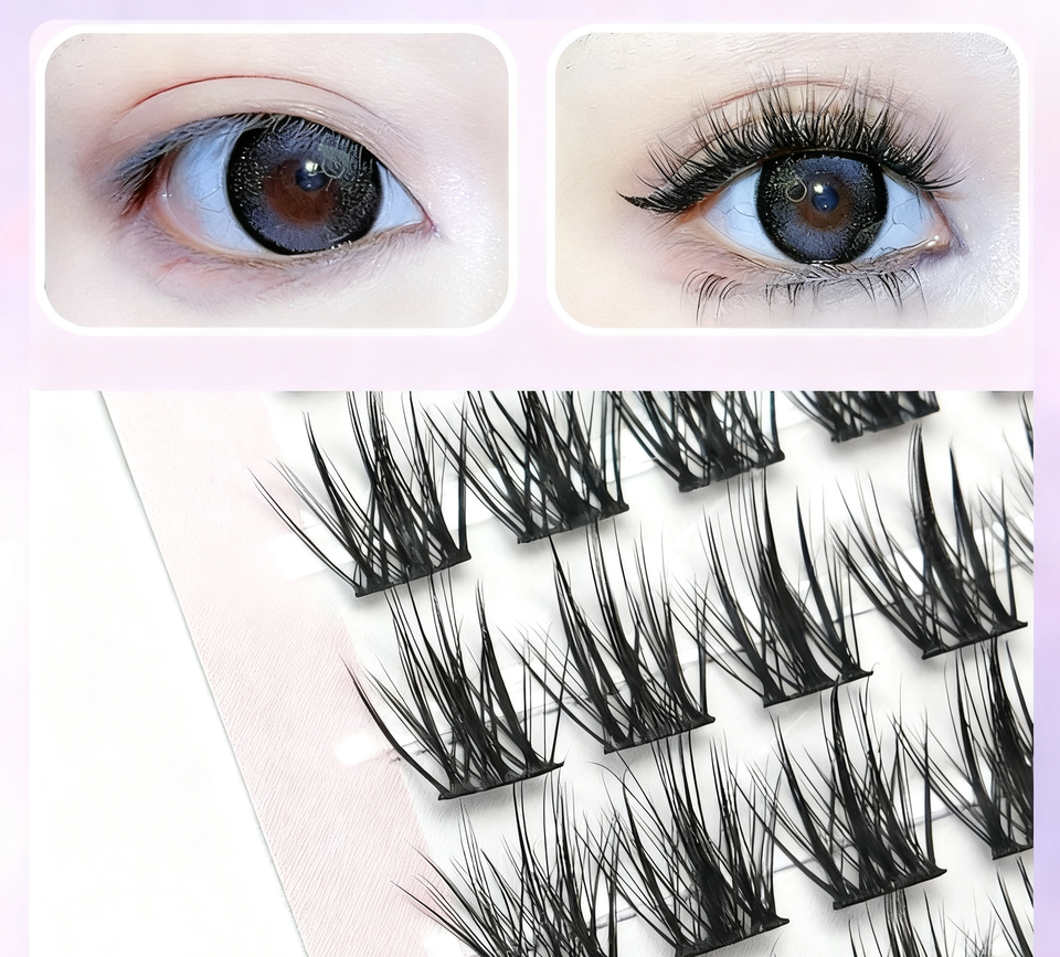 Handmade Fiber Lightweight Comfortable False Eyelashes with Pointy Thin ...