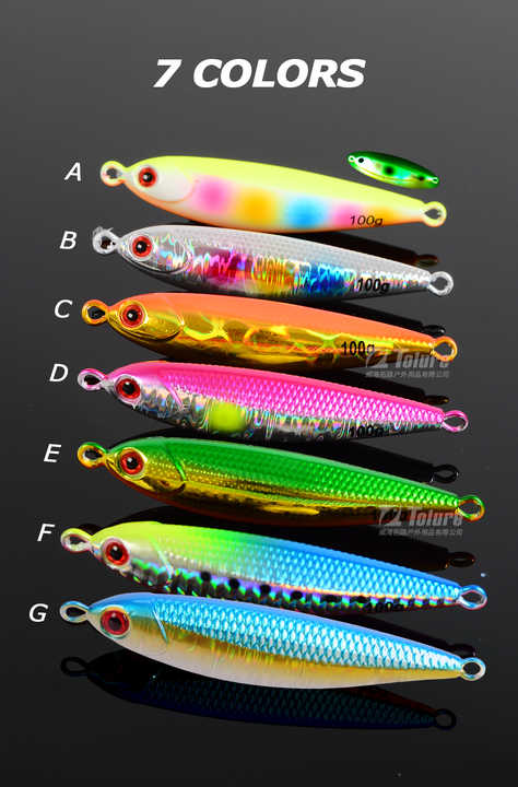 New 60g 80g 100g Metal Jig Lure Lead Alloy Slow Jig Lead Fishing Baits Luminous Fishing Lure ...