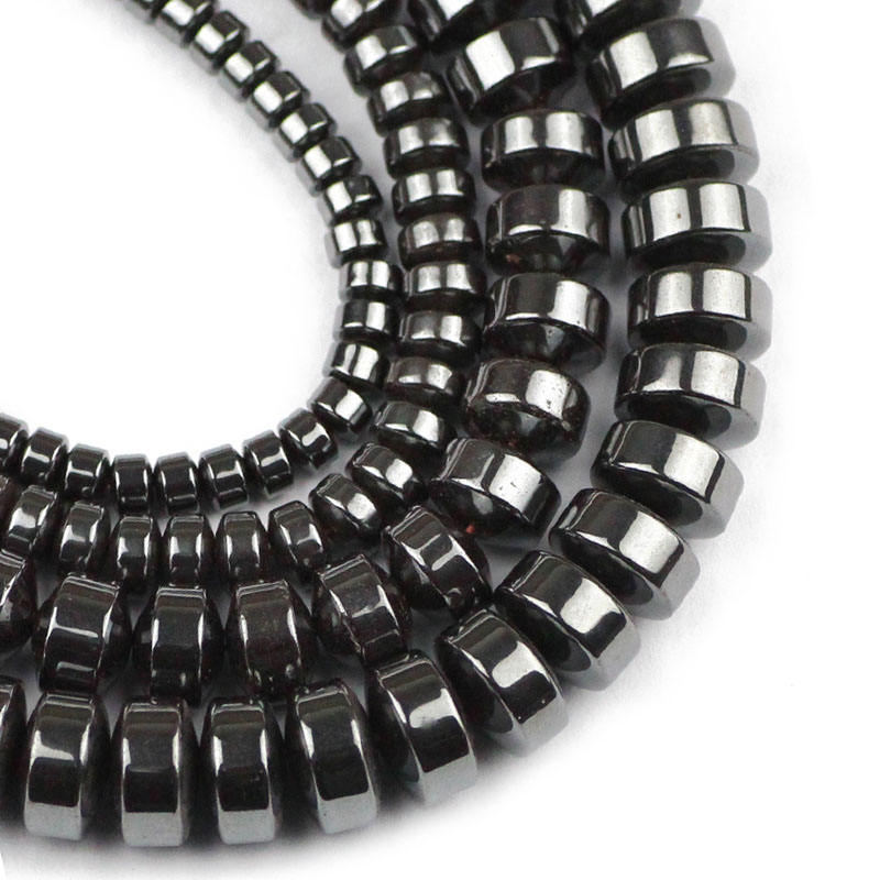 Wholesale Natural Black Silver Golden Hematite Beads, Wheel Rondelle ...