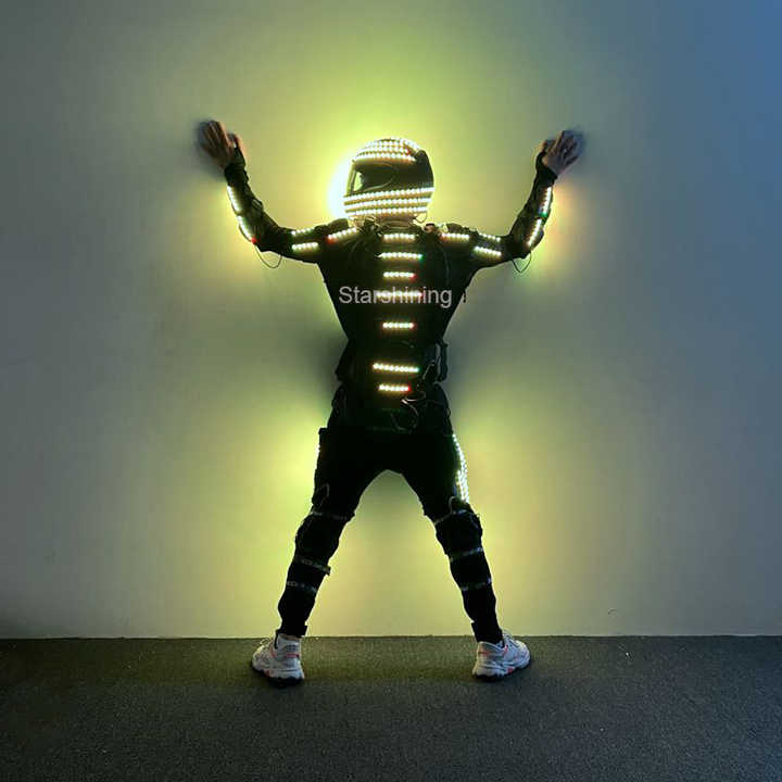 RGB Glow Jacket Dancer Cosplay Costume Laser Gloves Adult Unisex LED ...
