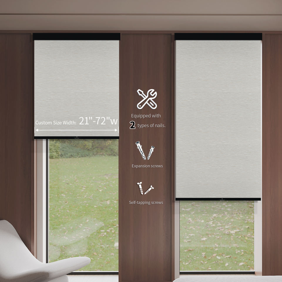 Electric Motorized Cordless Room Darkening Valance Free-Stop Pull ...