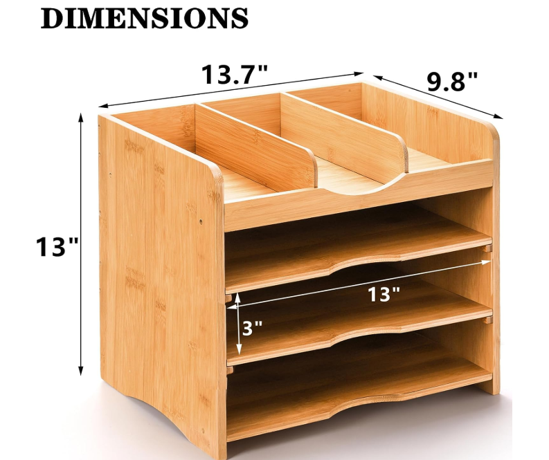 FSC 4 Tier Adjustable Shelves Document Letter Tray Sorter Countertop ...