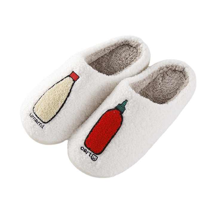 Cute cartoon Cartoon Sauce bottle plush cotton slippers home indoor ...