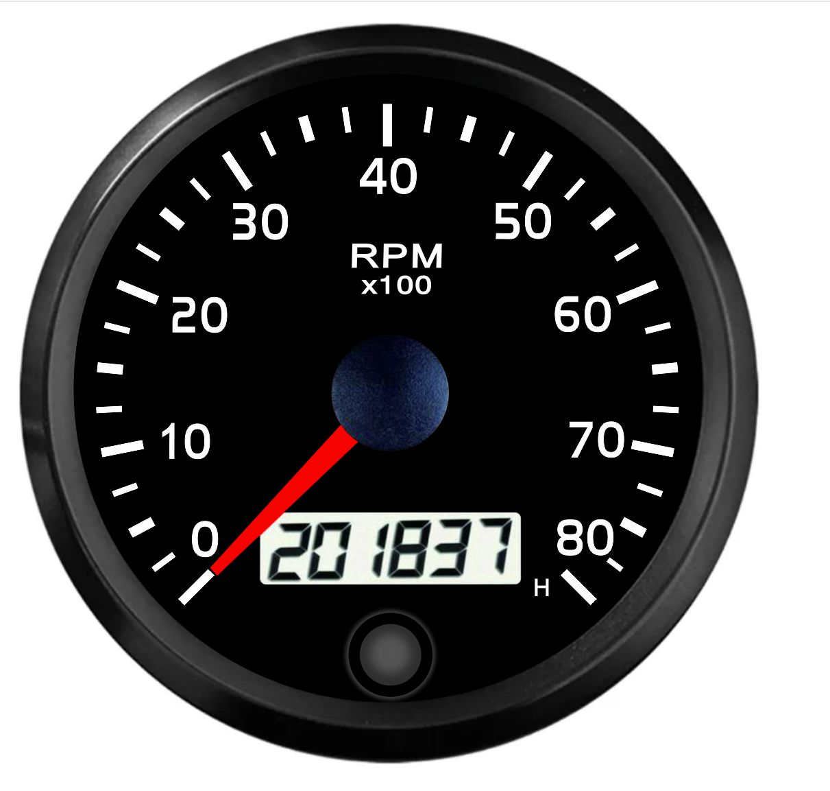 Digital 2 Cylinder Tachometer - 12V LCD Gauge 0-9000 RPM