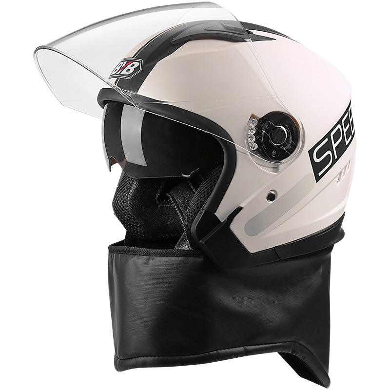 Motorcycle Helmets Open Face Detachable Warm Lining Detachable Scarf ...