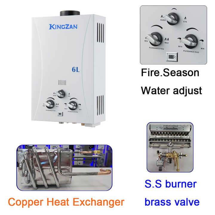 Simple Household Copper Heat Exchanger 6L Tankless Outdoor Gas Water ...