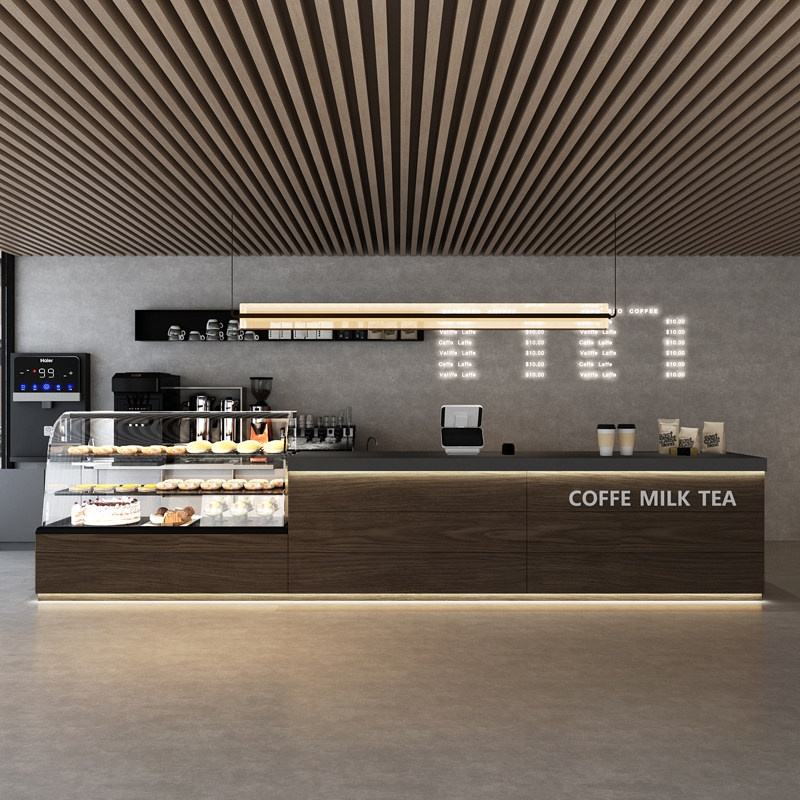Modern Minimalist Coffee Shop Bar Counter Bakery Cashier Reception Desk ...